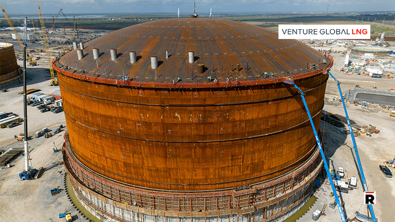 Venture global announces successful roof raising for first lng storage ...